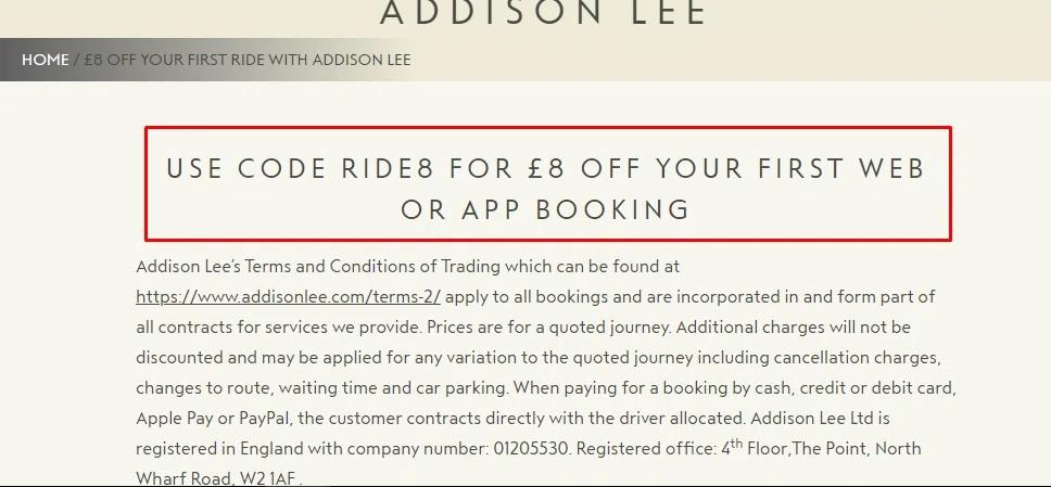 Addison Lee Promo Codes - 44% Off (Sitewide) May 2026